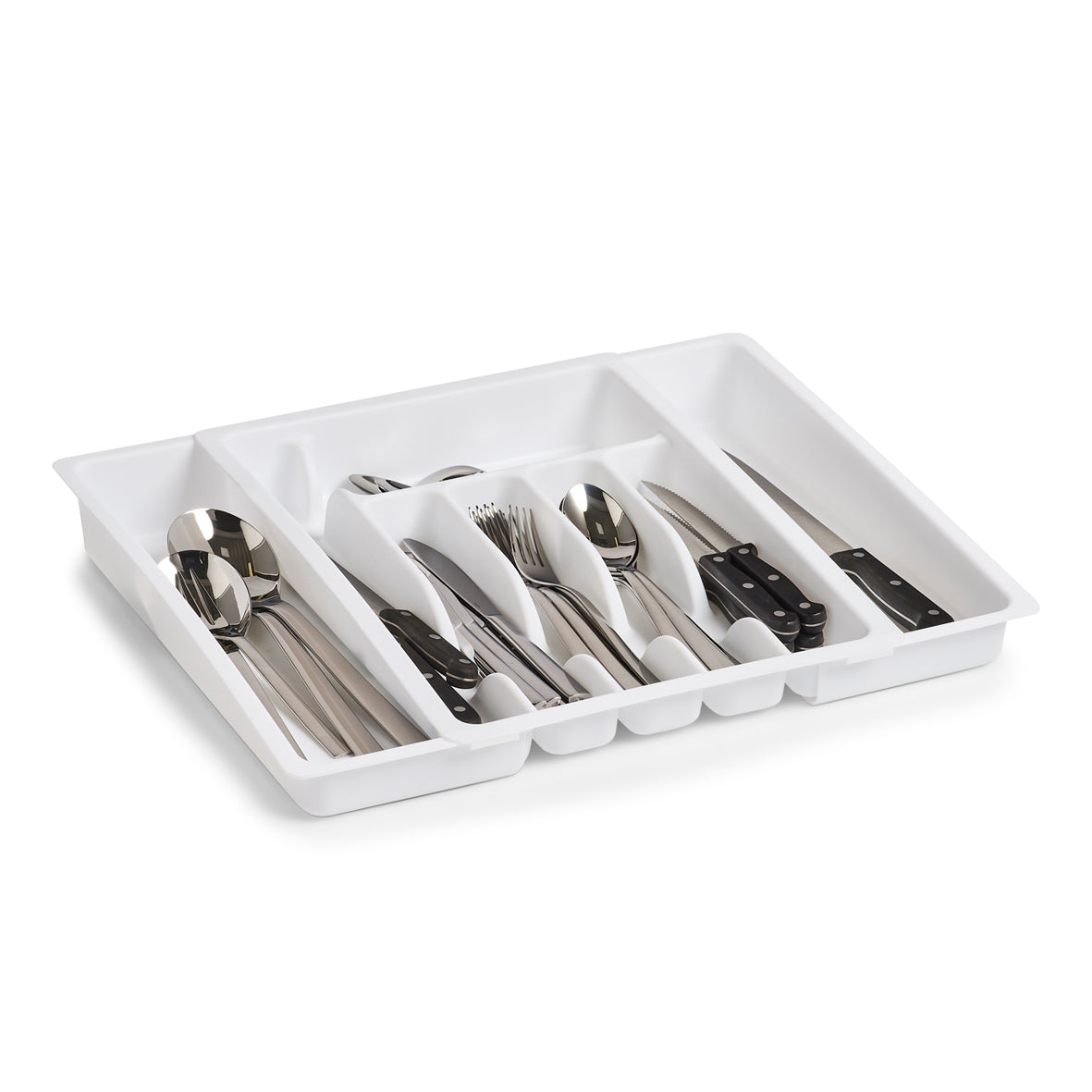 Cutlery Box, Extendable, Plastic, White – The Organised Store