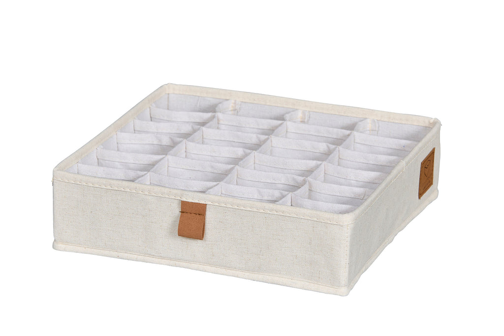 Fabric Wardrobe Organiser With 24 Compartments - Cream | The Organised ...