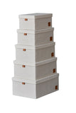 Storage Boxes With Lids - Set of 5 - Cream | The Organised Store