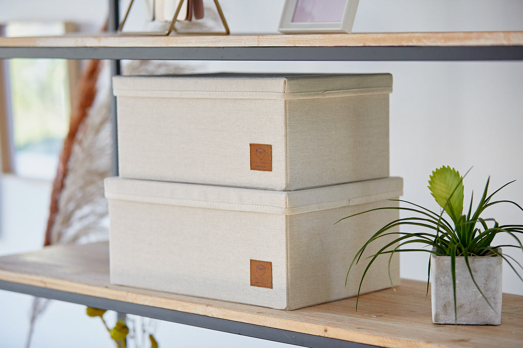 Storage Boxes With Lids - Set of 5 - Cream | The Organised Store