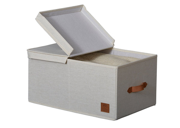 Fabric Storage Box With Hinged Lid - Cream – The Organised Store