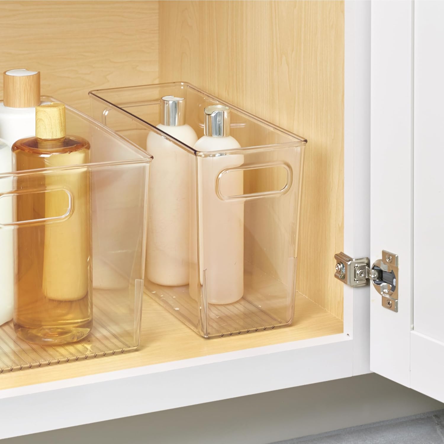 Slim Clear Plastic Storage Bin- Multi Purpose Tall Narrow Organiser ...